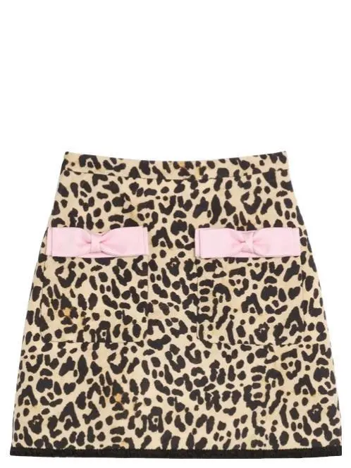 Valentino Garavani Animalier Print Crepe Couture Skirt - Nude
