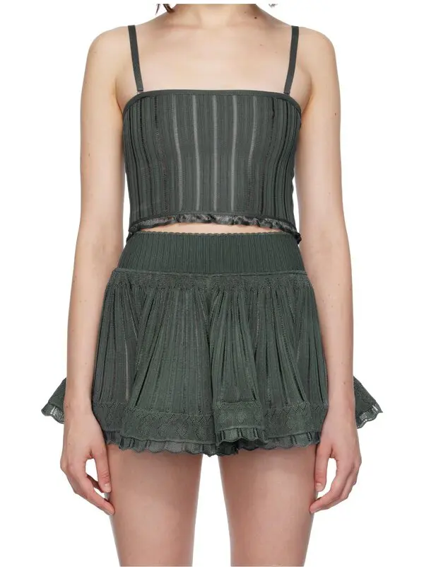 Alaïa Ribbed Knit Bateau Neckline Tank Top - Nude