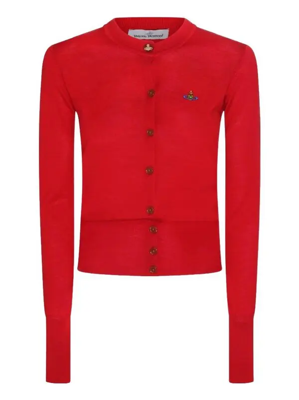 VIVIENNE WESTWOOD Logo Embroidered Cardigan - Red