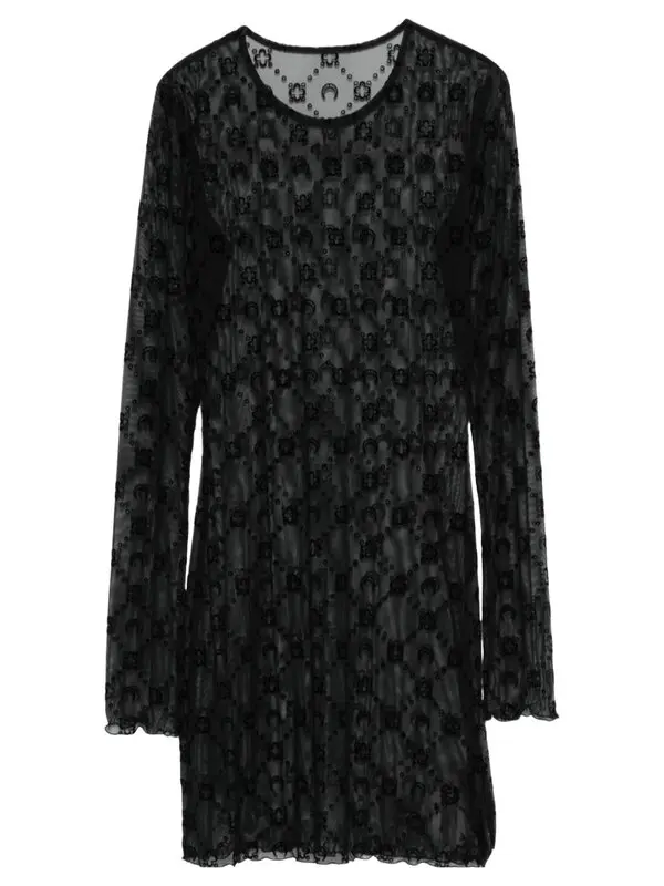 MARINE SERRE Moon Embellished Long-sleeved Dress - Black