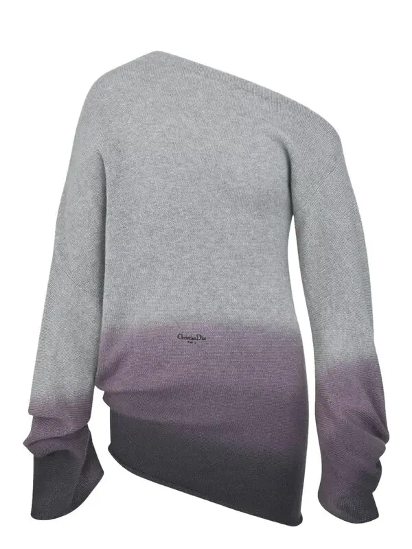 Dior Oversized Asymmetrical Long-sleeved Sweater - Gray Gradient Purple