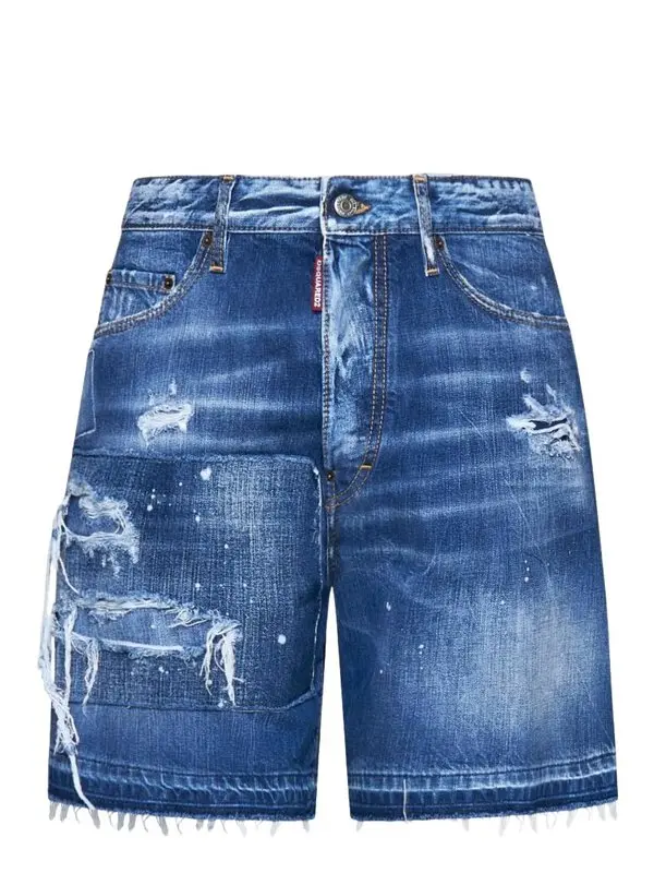 Dsquared2 Distressed Denim Shorts - Blue