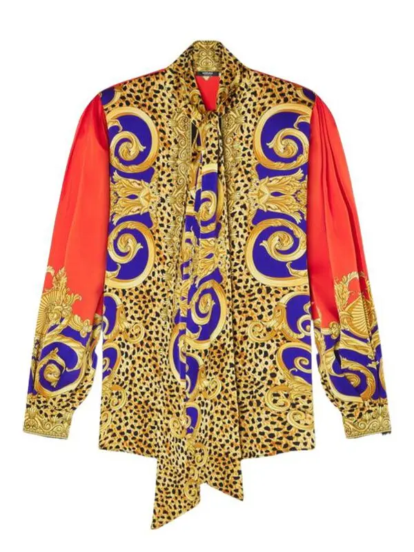 Versace Baroque Print Puff Sleeve Blouse - Multicolor