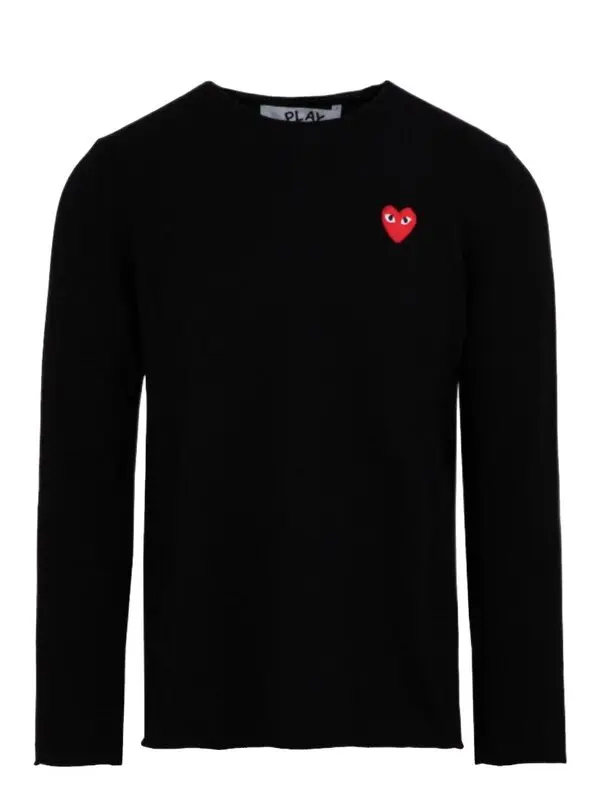 Play Comme Des Garcon Logo Patch Crewneck Jumper - Black