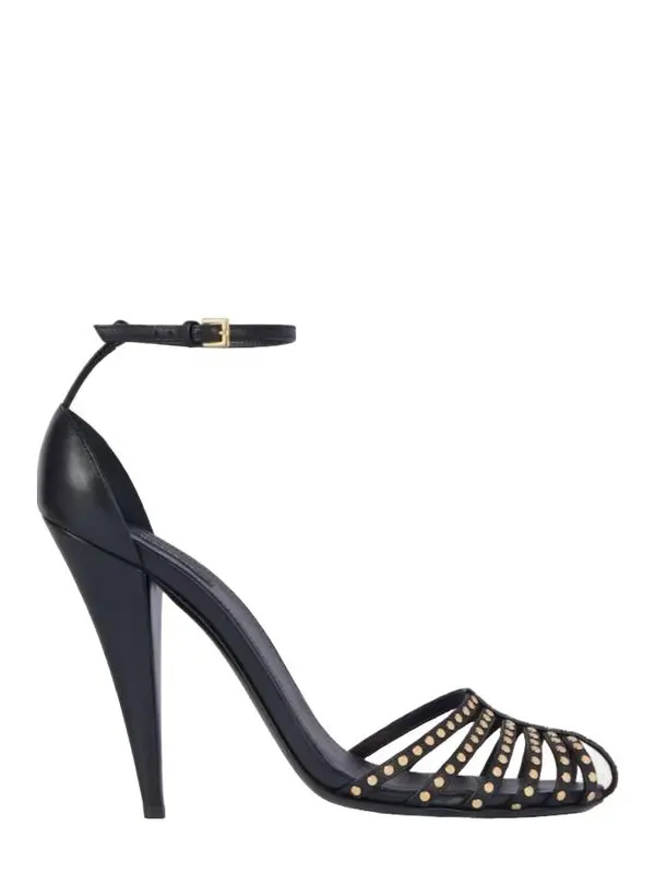 Givenchy Leather Cage Heeled Sandals With Studs - Black