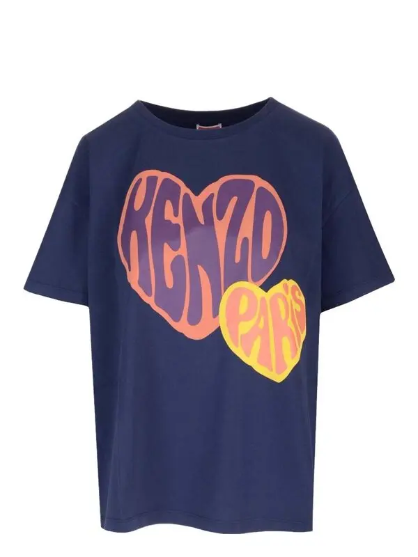 Kenzo Graphic Print Crewneck T-shirt - Blue