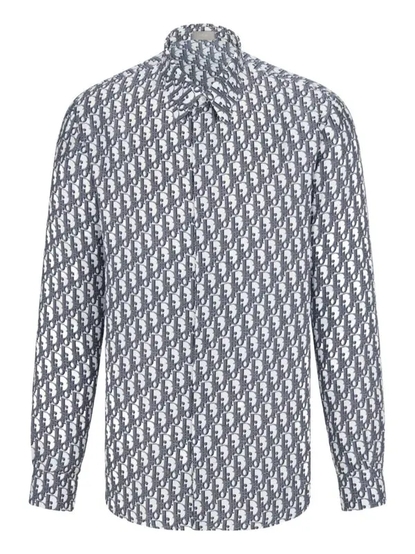 Dior All-over Logo Patterned Button-up Shirt - White/blue