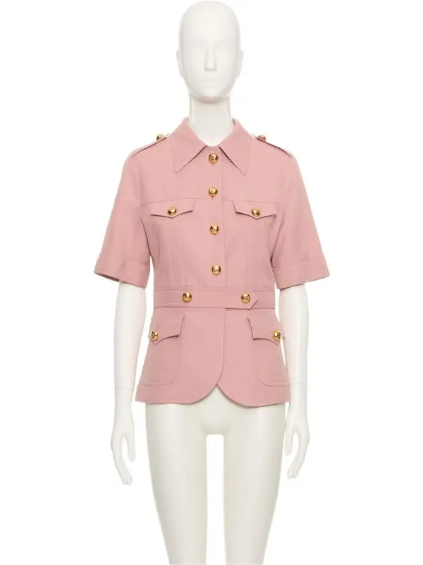 Valentino Garavani Short Sleeve Casual Jacket With Button Detail - Pink