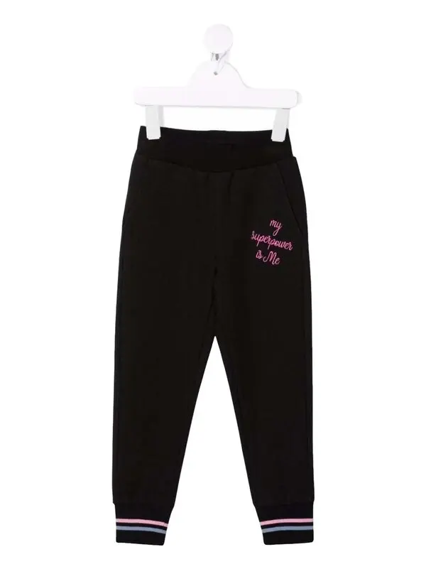 Monnalisa Logo Embroidered Jogger Track Pants - Black