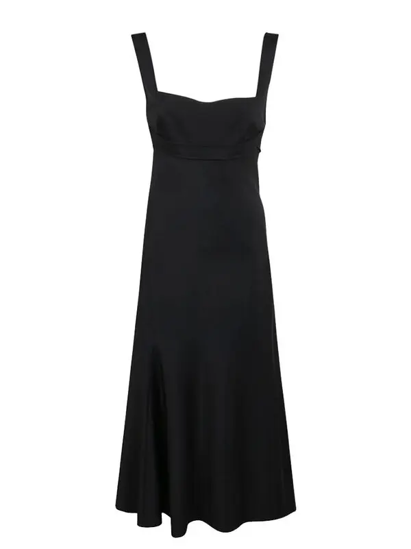 Victoria Beckham Cady Square Neck Midi Dress - Black