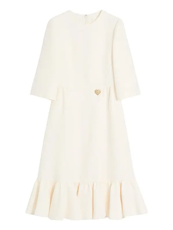 Valentino Garavani Crepe Couture Midi Dress With Ruffled Hem - Ivory