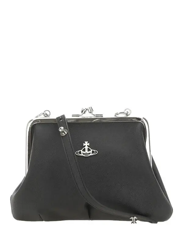 VIVIENNE WESTWOOD Orb Plaque Chain-linked Clutch Bag - Black