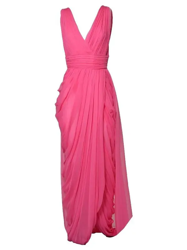 Alberta Ferretti Draped Sleeveless Gown - Pink