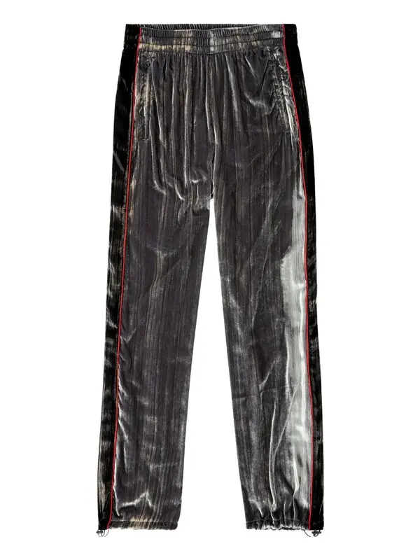 DIESEL® Velvet Track Pants With Drawstring Cuffs - Dark Gray