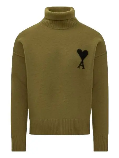 Ami De Coeur Funnel Neck Knitted Jumper - Green