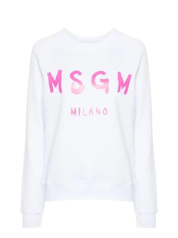 MSGM Logo Print Crewneck Sweatshirt - White