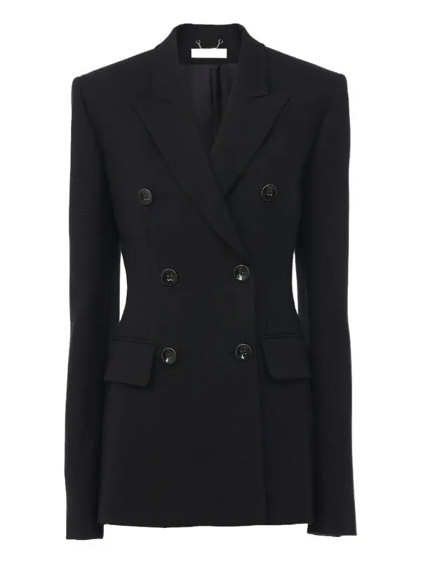 Chloé Double-breasted Coat With Ceramic Buttons - Black
