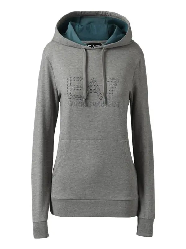 Emporio Armani Long-sleeved Hoodie With Rib Details - Gray