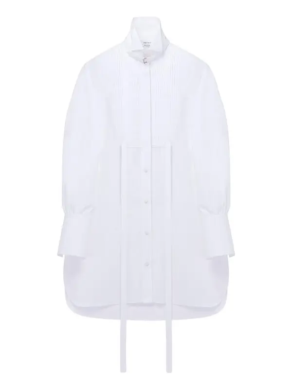 Alexander McQueen Oversized Shirt Dress With Ruched Bib - Optic White