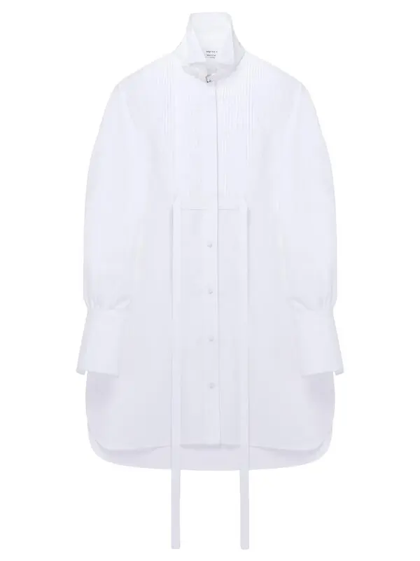 Alexander McQueen Oversized Shirt Dress With Ruched Bib - Optical White