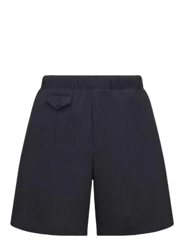 Dior Striped Wool Bermuda Shorts With Elasticated Waist - Black