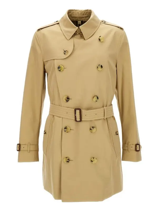 Burberry Heritage Kensington Double Breasted Belted Trench Coat - Nude