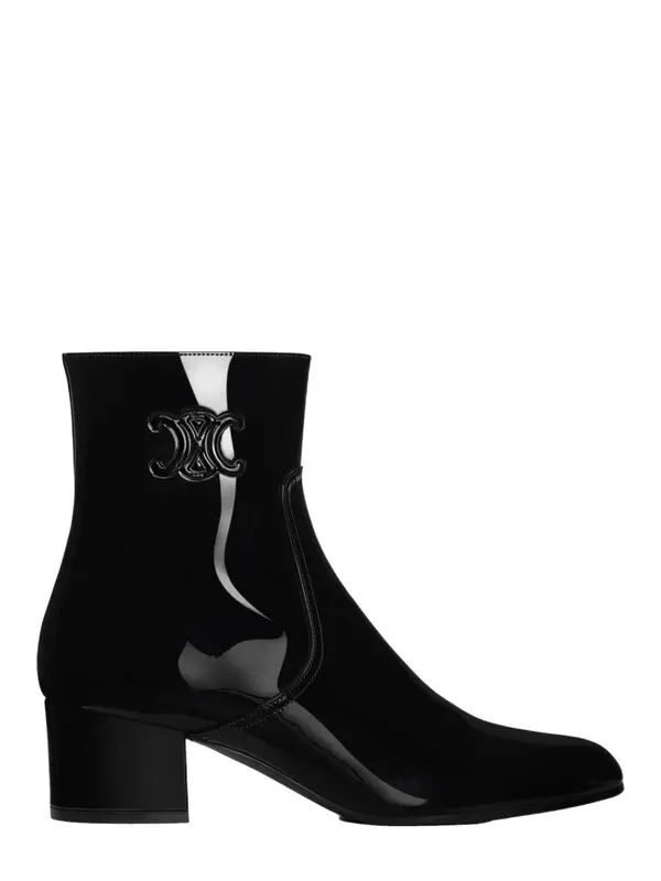 Celine Les Bottes Triomphe Zipped Boot In Patent Calfskin - Black
