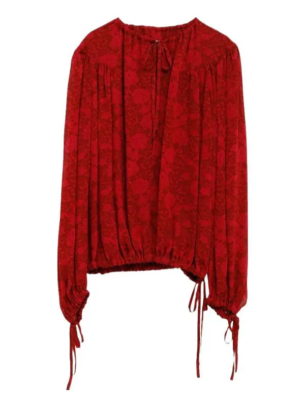 Dries Van Noten Round Neck Long Sleeve Top - Red