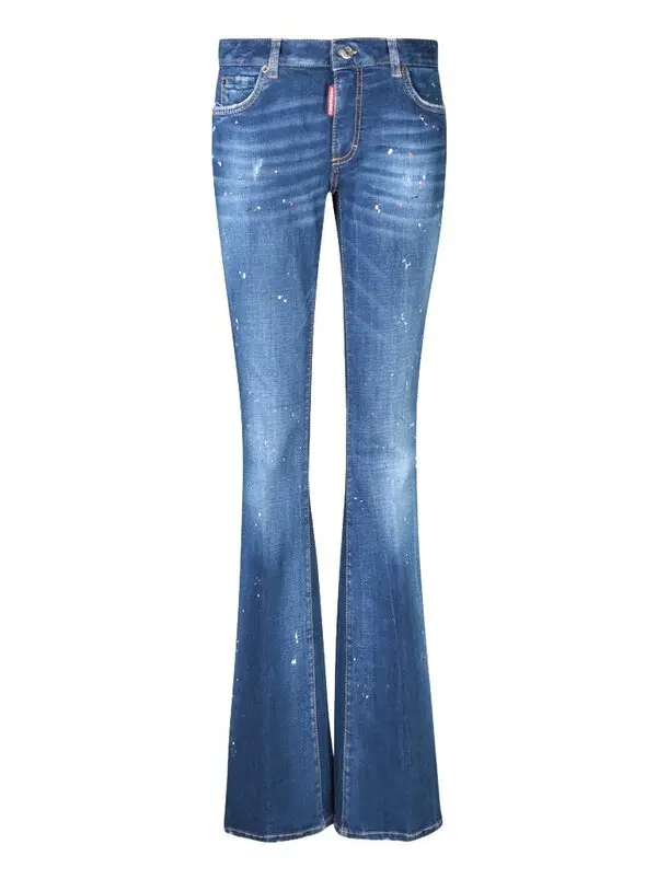 Dsquared2 Straight-leg Paint Splatter Distressed Jeans - Blue