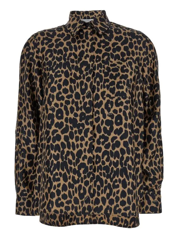 Max Mara Leopard Print Long-sleeve Button-up Shirt - Black