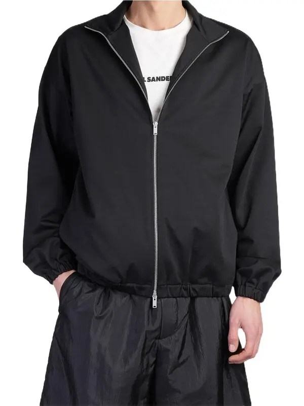 JIL SANDER Zip-up Long Sleeve Sweatshirt - Black