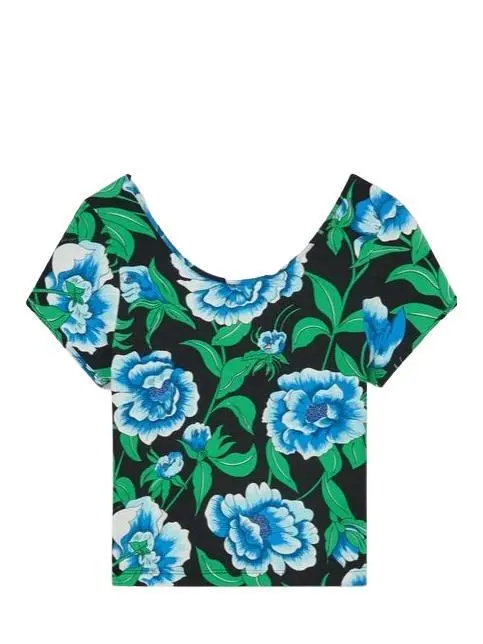 Kenzo Floral Print Short Sleeve Top - Black