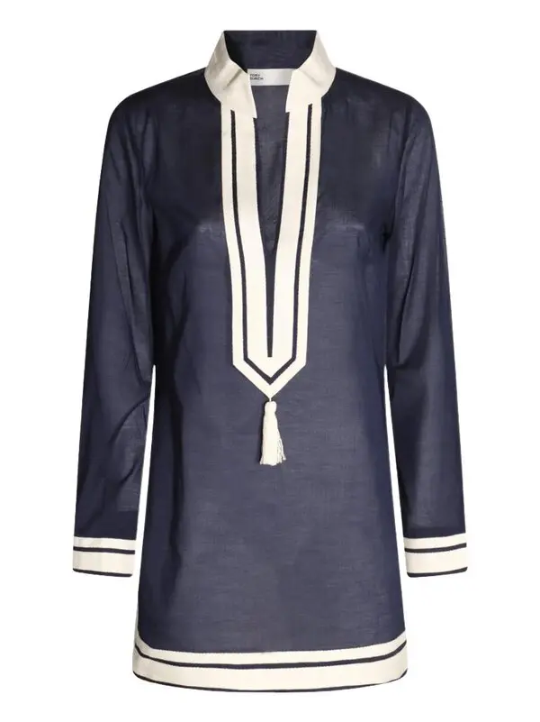 Tory Burch V-neck Tunic With Tassel Detail - Black