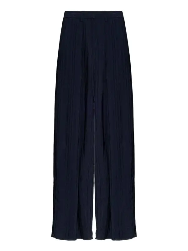 Victoria Beckham Pleated Trousers With Vertical Stripes - Navy Blue