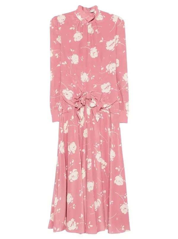 Alessandra Rich Floral Print Long Sleeve Dress - Pink