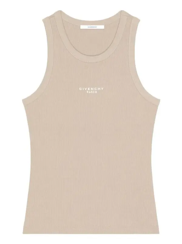 Givenchy Paris Logo Print Slim-fit Tank Top - Beige Cappuccino