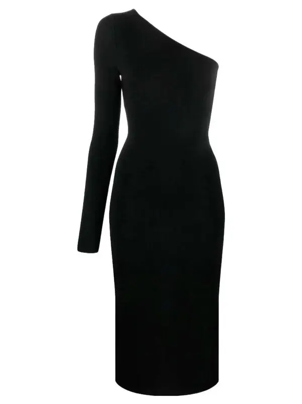 Victoria Beckham One-sleeve Bodycon Midi Dress - Black