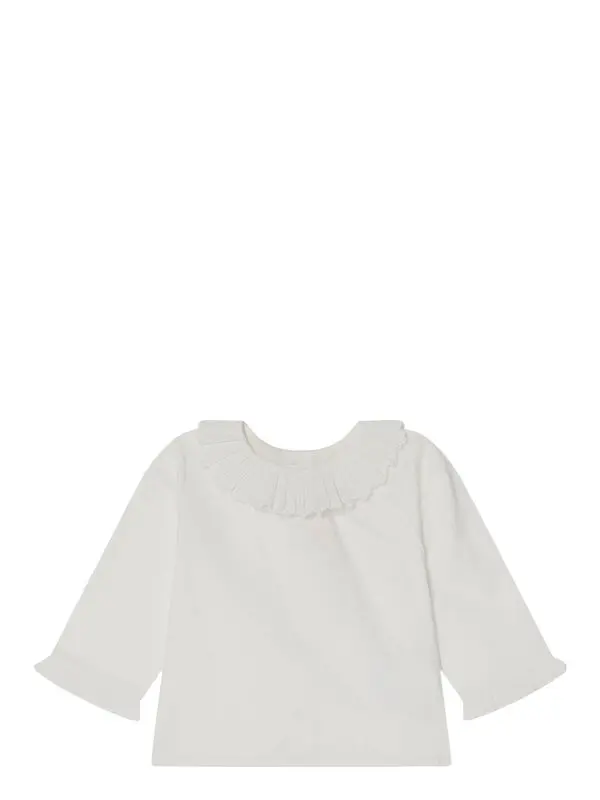 Bonpoint Ruffled Long Sleeve Shirt - White