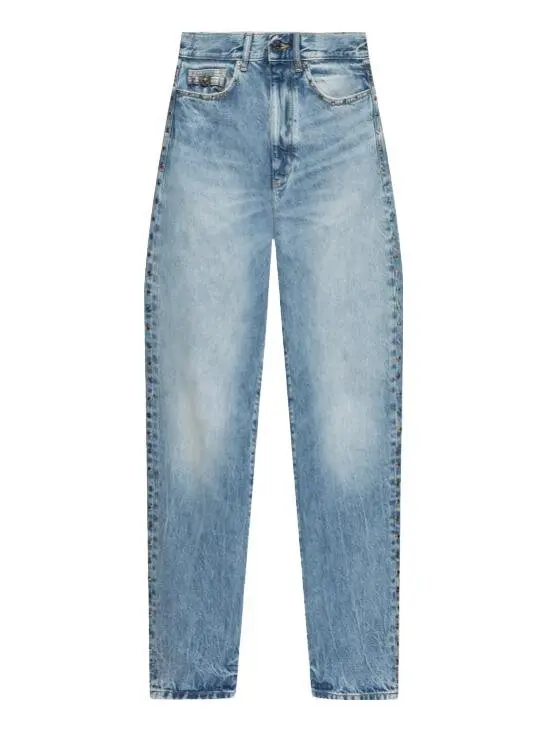 Versace Logo-patch Studded Jeans - Blue
