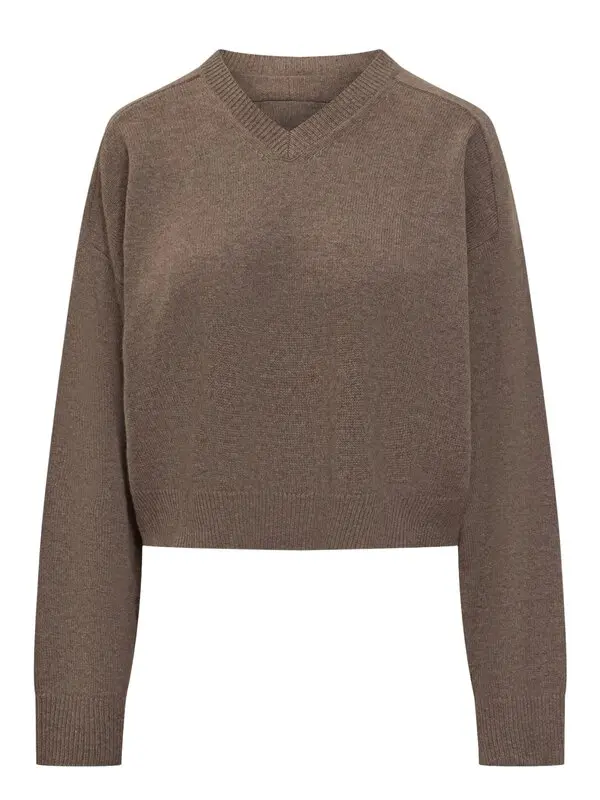 LOULOU STUDIO V-neck Ribbed Sweater - Brown