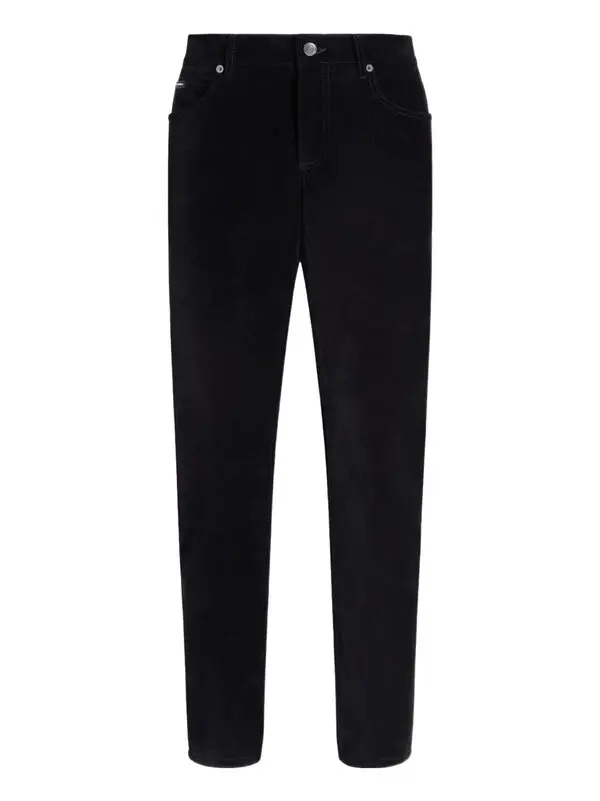 Dolce & Gabbana Logo Plaque Corduroy Trousers - Black