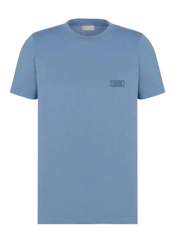 Dior Logo Embroidered Crewneck T-shirt - Blue
