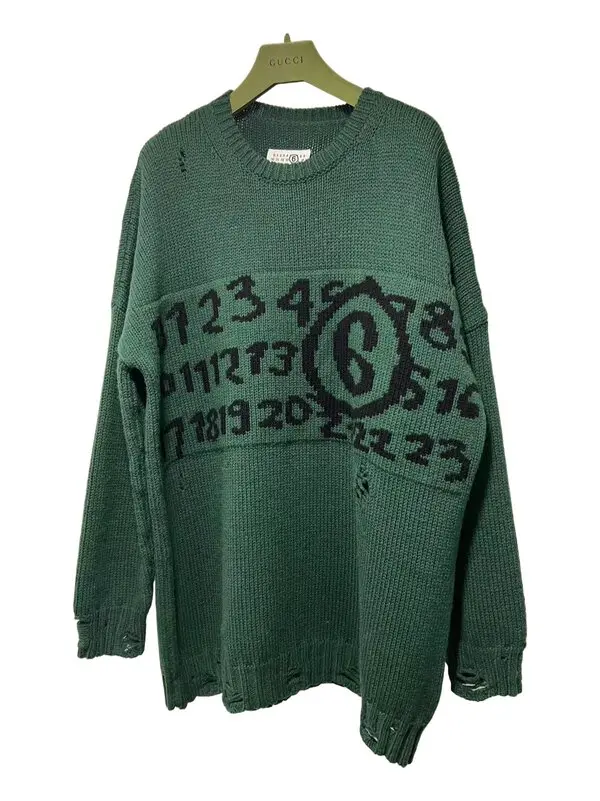 MAISON MARGIELA Intarsia-knit Logo Jumper - Green