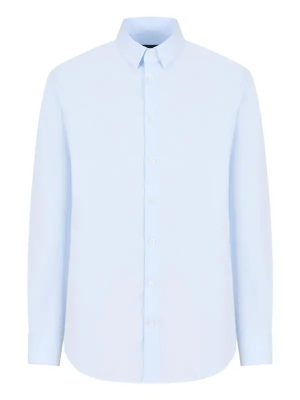 Giorgio Armani Curved Hem Buttoned Shirt - Light Blue