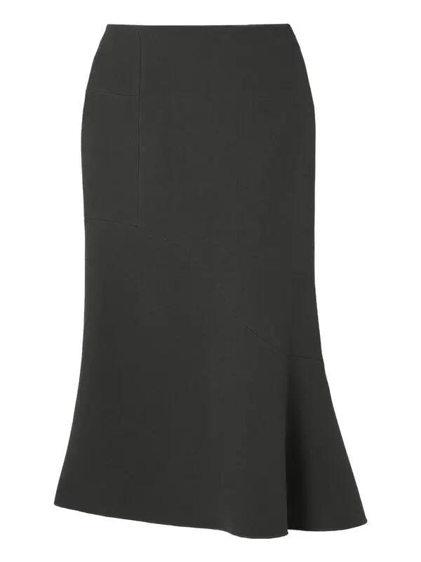 Tibi Asymmetric Wool-blend Crepe Midi Skirt - Black