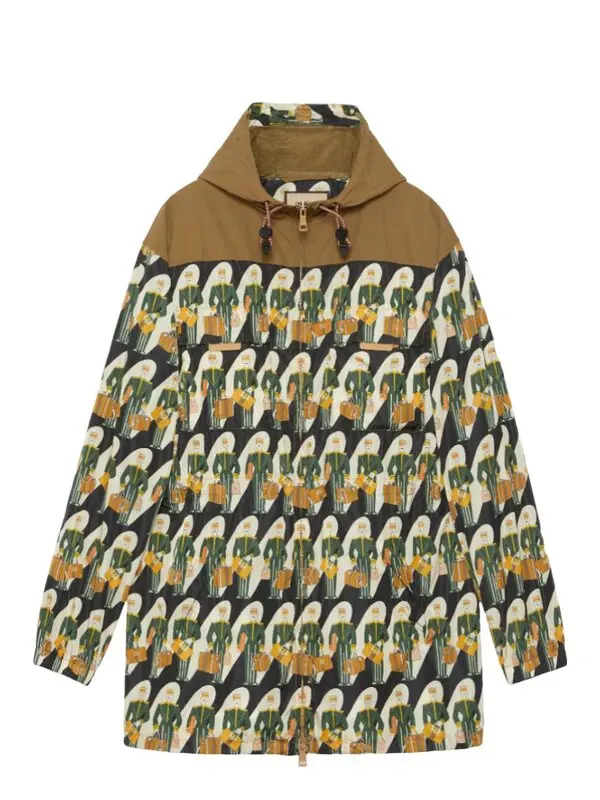 Gucci Graphic Print Zip-up Hooded Coat - Multicolor