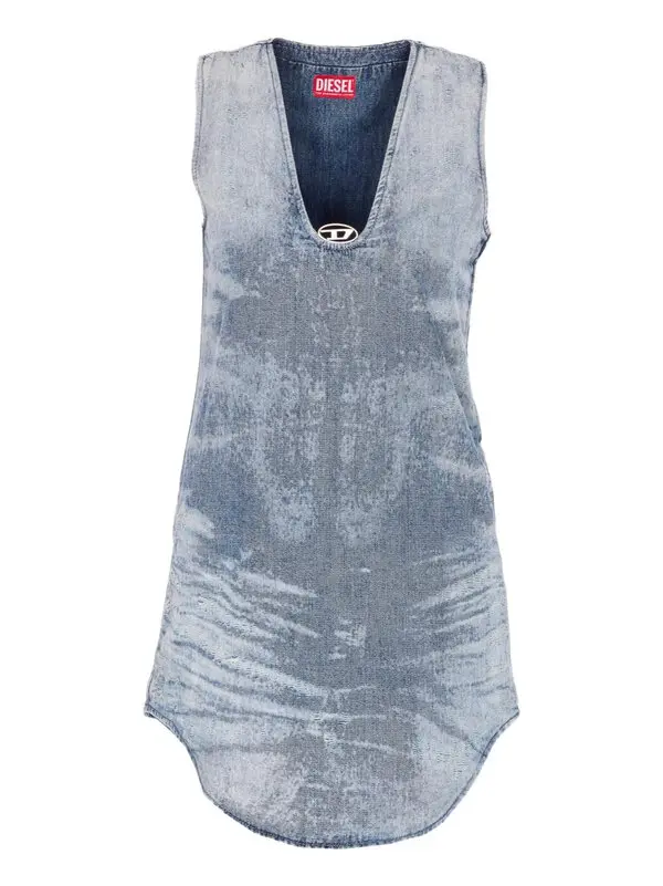 DIESEL® Sleeveless V-neck Denim Dress - Gray