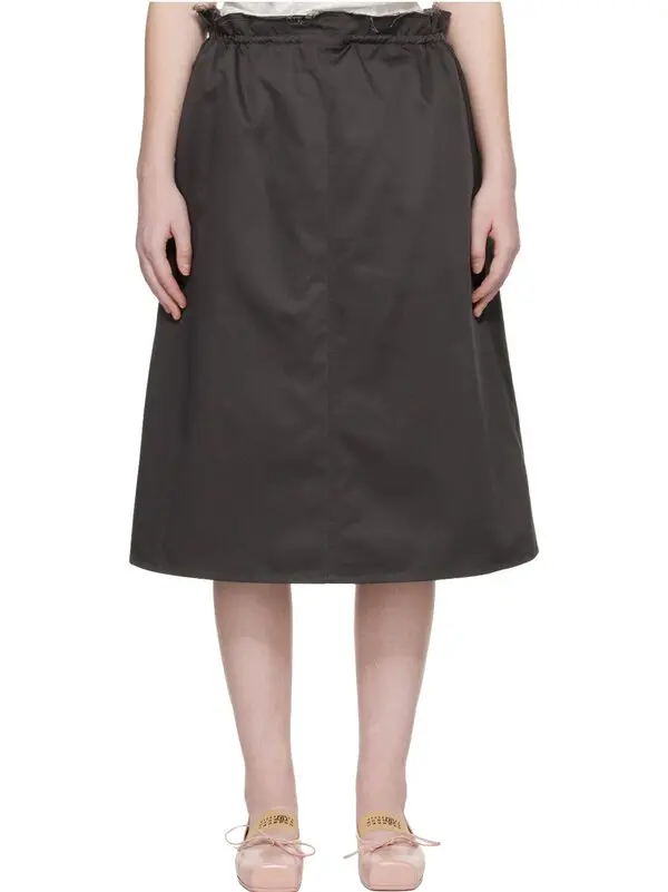 MAISON MARGIELA High-waisted Ruffled-detail Midi Skirt - Anthracite