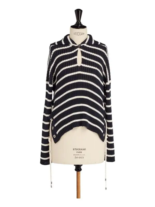 Dior Riviera Striped Knit Sweater - Black