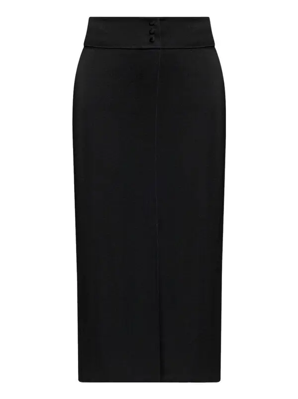 FORTE_FORTE High-waisted Midi Skirt With Button Detailing - Black